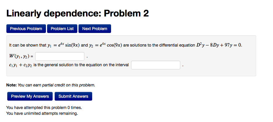 Solved Linearly dependence: Problem 2 Previous Problem | Chegg.com