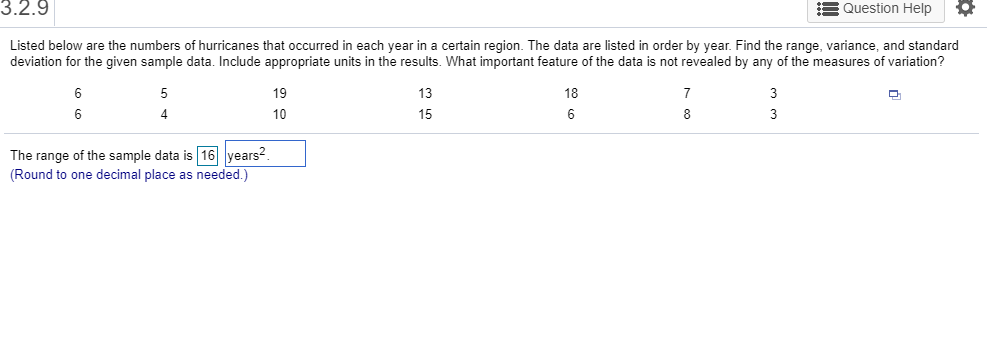 Solved 3.2.9 Question Help Listed below are the numbers of | Chegg.com