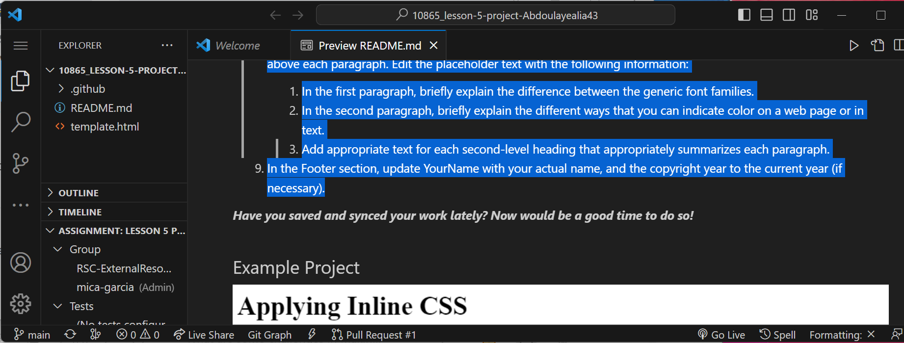 Solved 10865_lesson-5-project-Abdoulayealia43 EXPLORER | Chegg.com