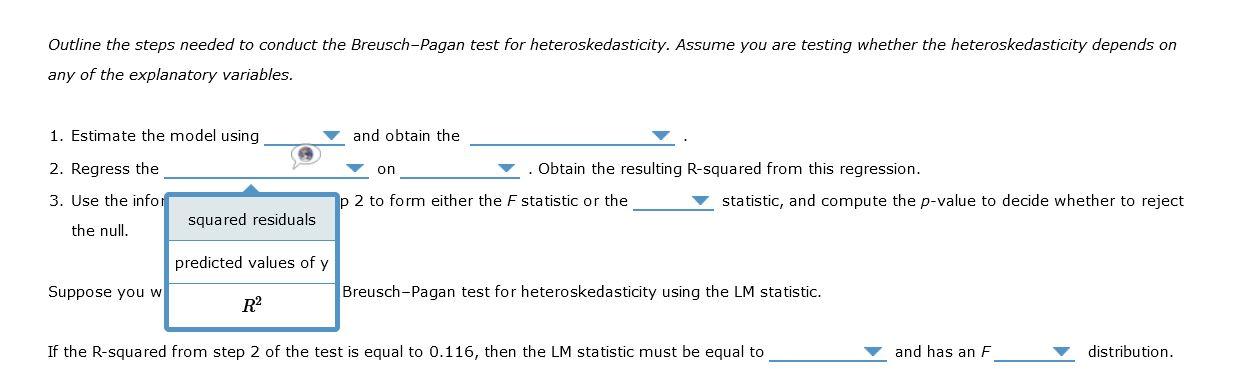 Solved 4. The Breusch-Pagan test for heteroskedasticity | Chegg.com