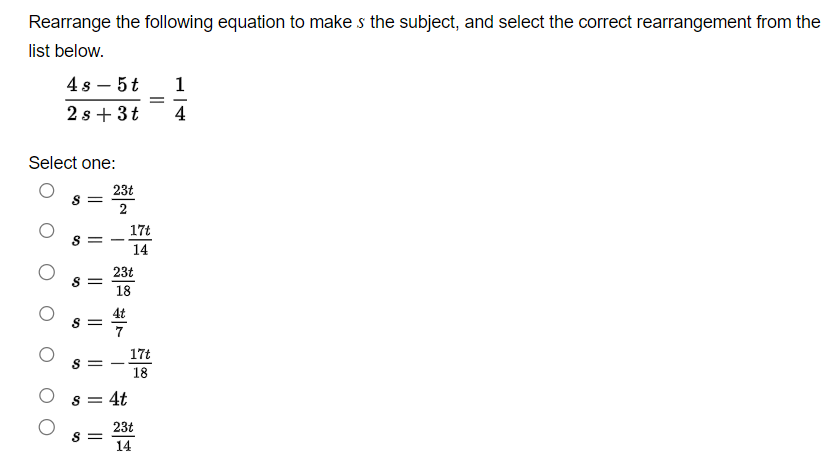 Solved Rearrange the following equation to make s the | Chegg.com