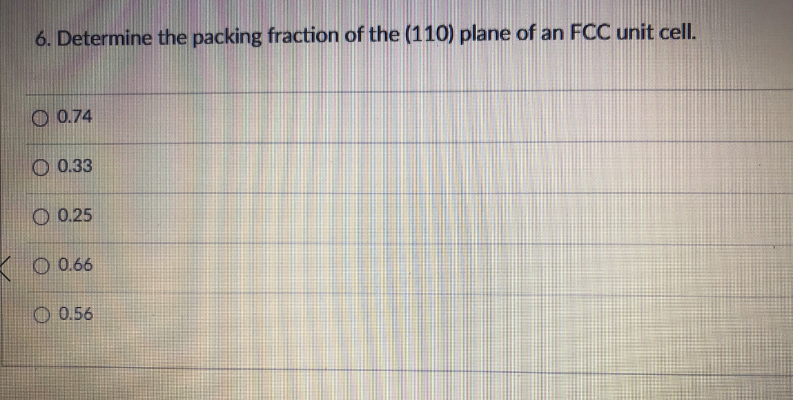 Solved 6. Determine the packing fraction of the (110) plane | Chegg.com
