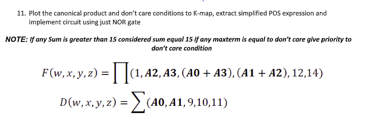 Solved 11. Plot the canonical product and don't care | Chegg.com