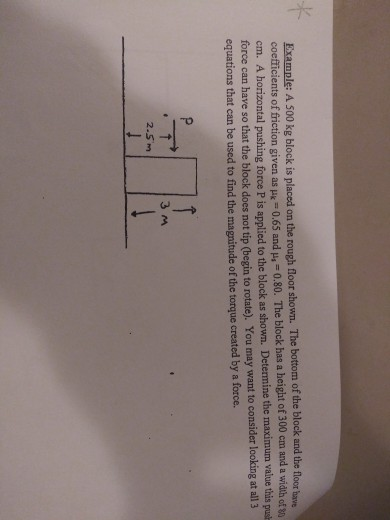 Solved Example: A 500 kg block is placed on the rough floor | Chegg.com