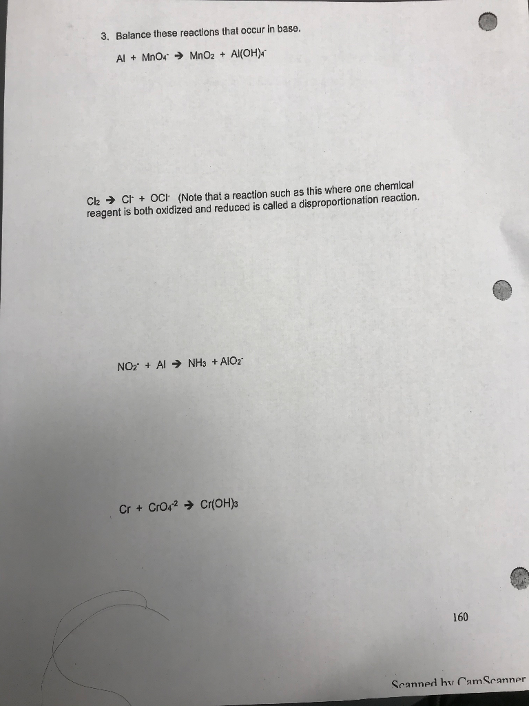 Solved 3. Balance these reactions that occur in base. Al + | Chegg.com