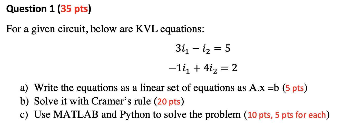 Solved For a given circuit, below are KVL equations: | Chegg.com