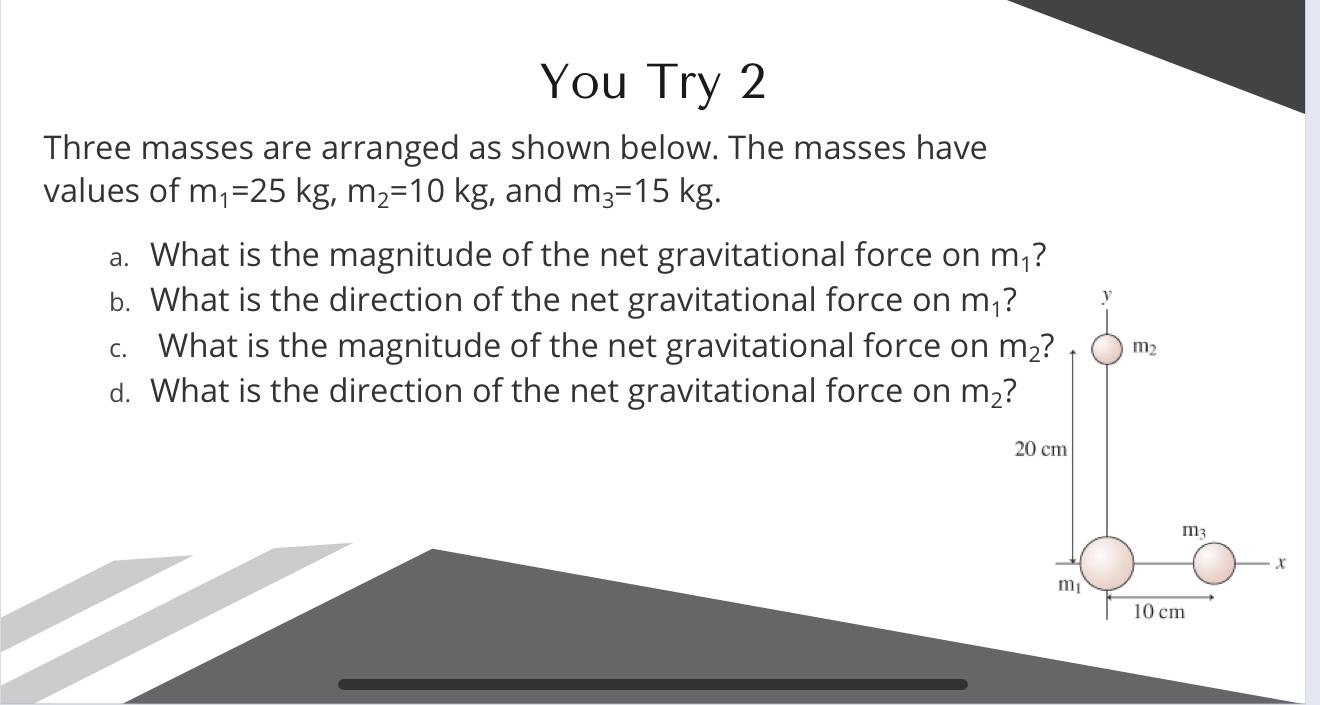Solved Three masses are arranged as shown below. The masses | Chegg.com