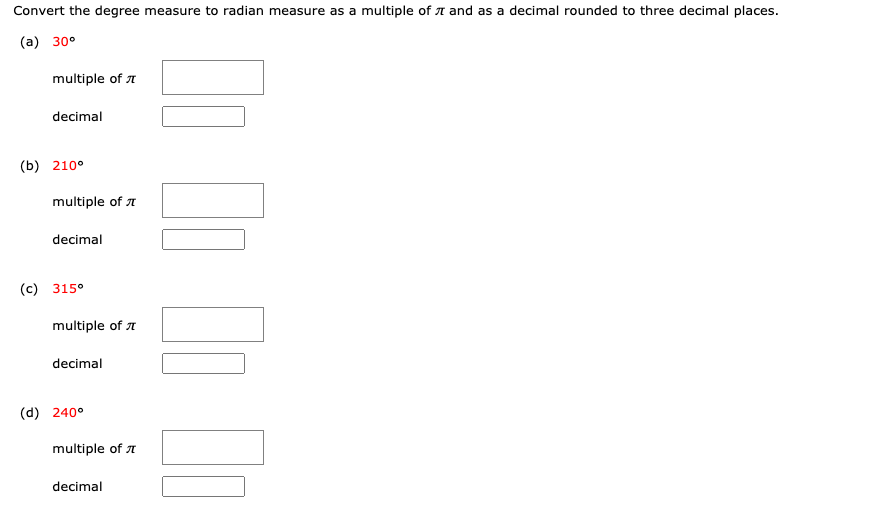 Solved Convert the degree measure to radian measure as a | Chegg.com