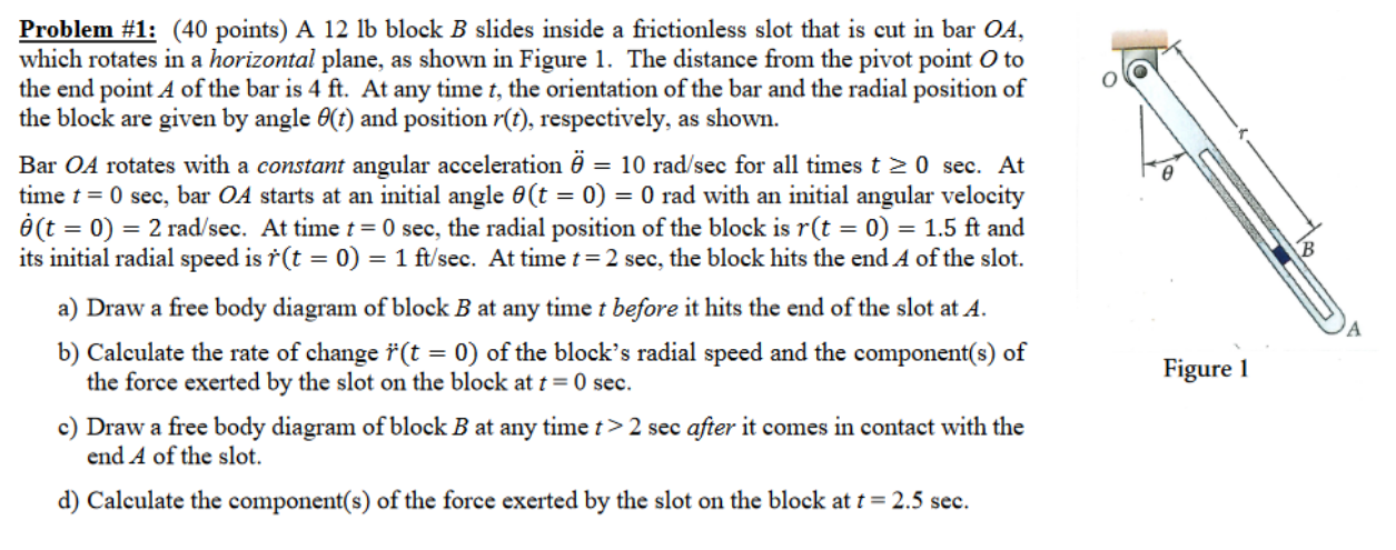 Solved Problem #1: (40 ﻿points) ﻿A 12 ﻿lb block B ﻿slides | Chegg.com