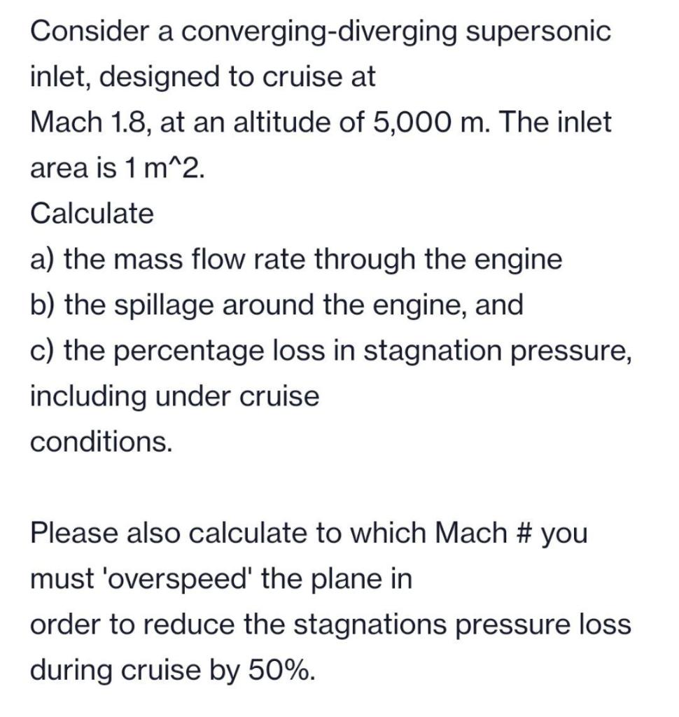 Solved Consider a converging-diverging supersonic inlet, | Chegg.com