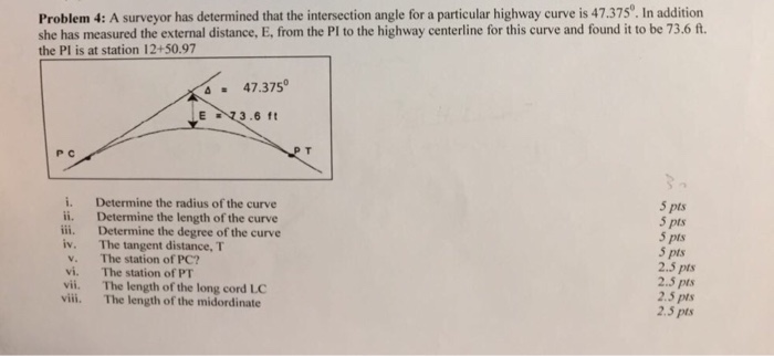 Solved A surveyor has determined that the intersection angle | Chegg.com