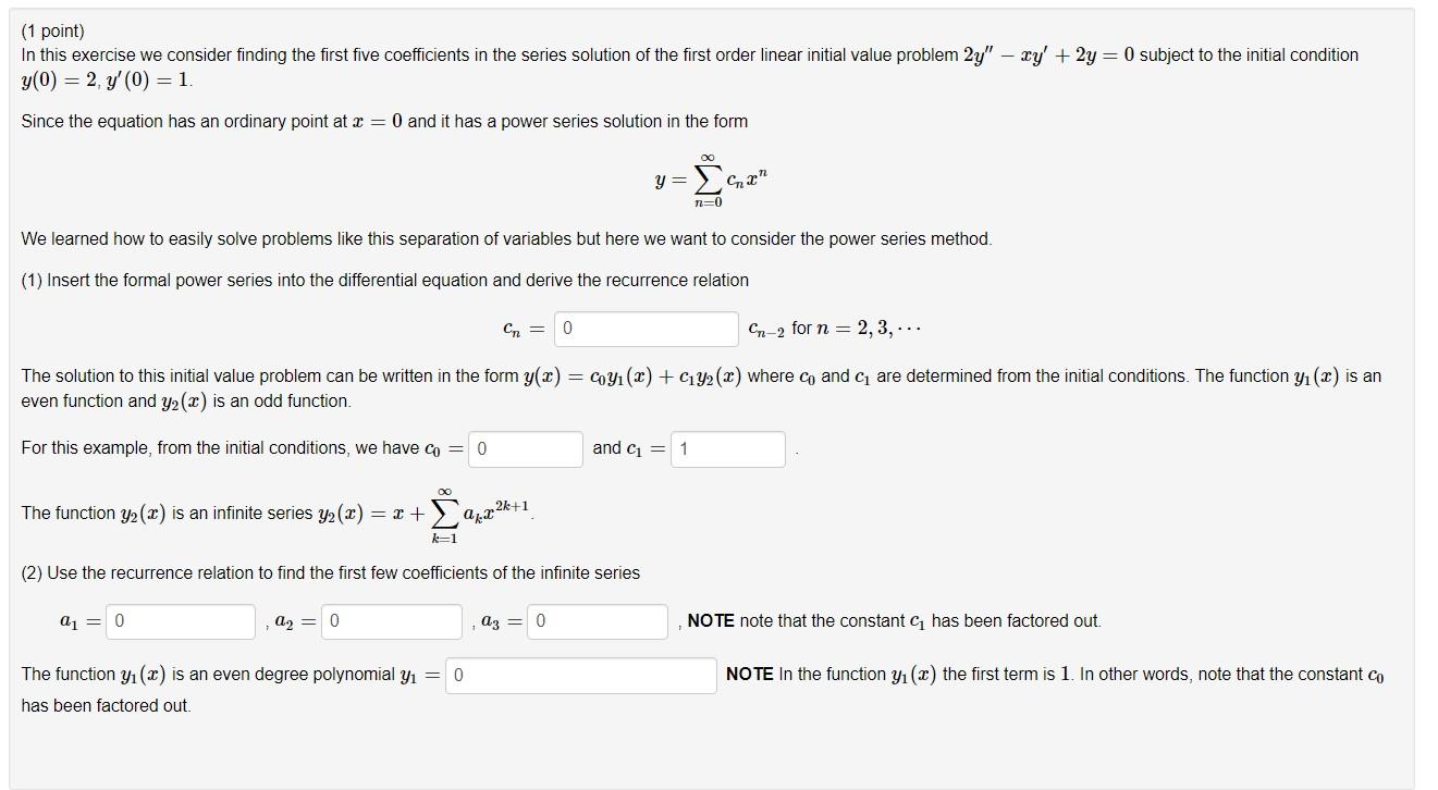 Solved (1 point) In this exercise we consider finding the | Chegg.com