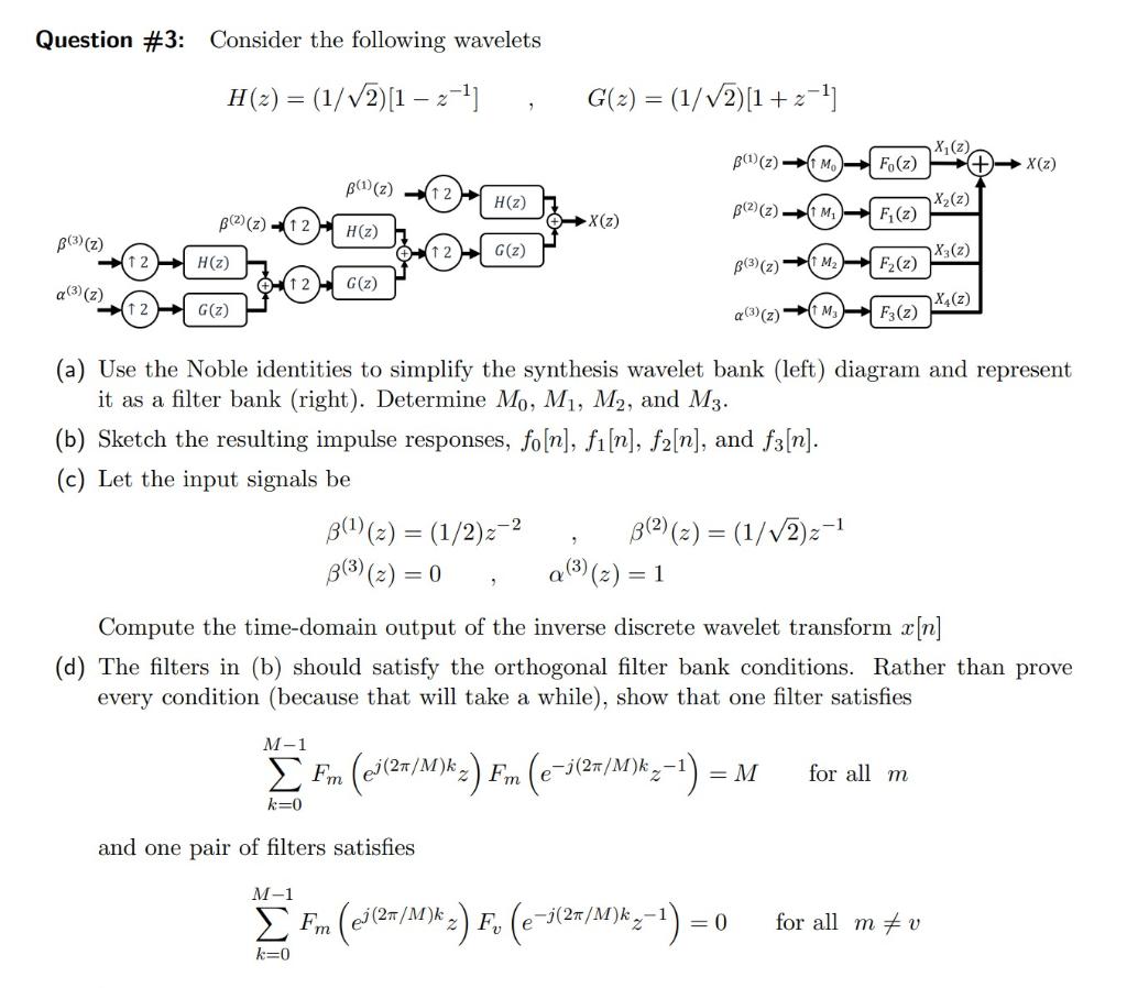 Question \#3: Consider the following wavelets | Chegg.com