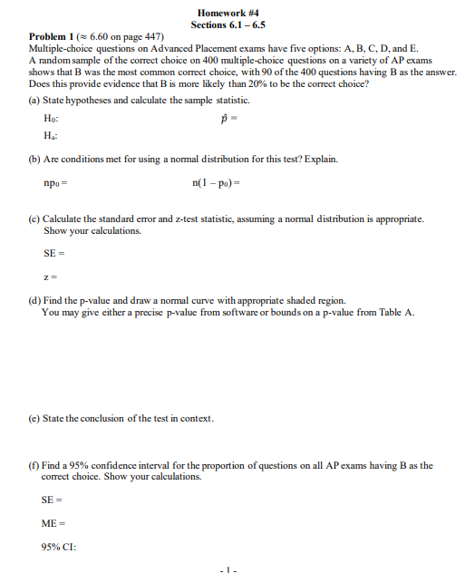 Solved Homework \#4 Sections 6.1-6.5 Problem 1(≈6.60 on page | Chegg.com