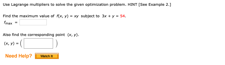 Solved Use Lagrange multipliers to solve the given | Chegg.com