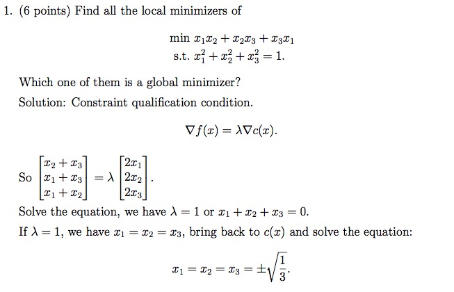 Solved 1. (6 points) Find all the local minimizers of Which | Chegg.com
