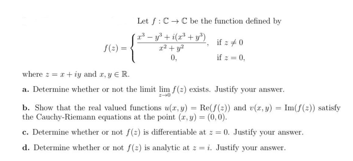 Solved Let f:C→C be the function defined by | Chegg.com