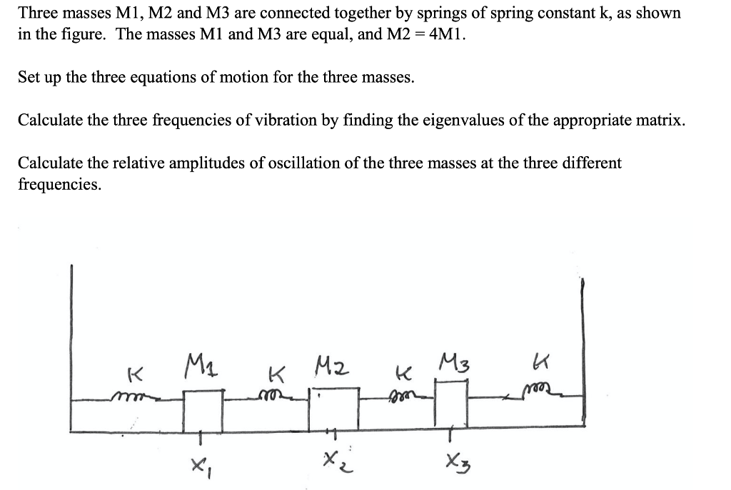 Solved Three masses M1, M2 and M3 are connected together by | Chegg.com