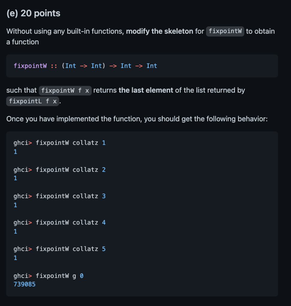 (e) 20 points Without using any built-in functions, | Chegg.com