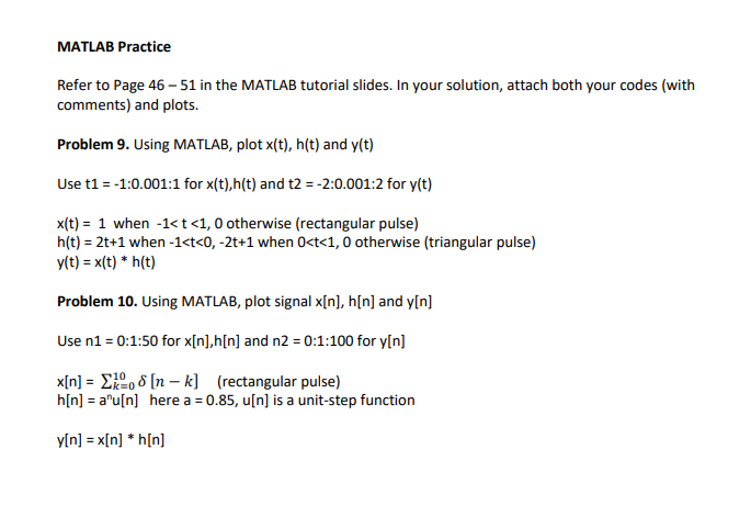 Solved MATLAB Practice Refer to Page 46 - 51 in the MATLAB | Chegg.com