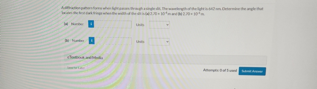 Solved A diffraction pattern forms when light passes through | Chegg.com