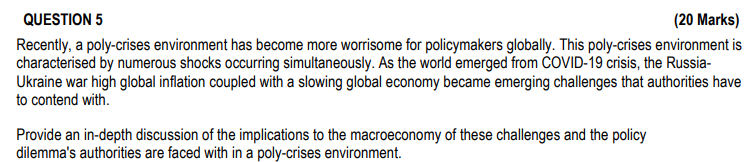 QUESTION 5Recently, a poly-crises environment has | Chegg.com
