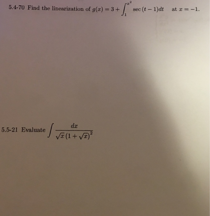Solved 2 5.4-70 Find the linearization of g(x) 3+sec (t - | Chegg.com Solved 2 5.4-70 Find the linearization of g(x) 3+sec (t - | Chegg.com