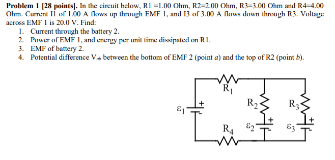 Solved Problem 1 [28 points]. In the circuit below, | Chegg.com