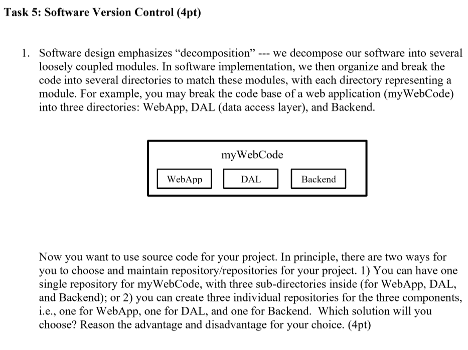 Solved 1. Software design emphasizes "decomposition" -.- we | Chegg.com