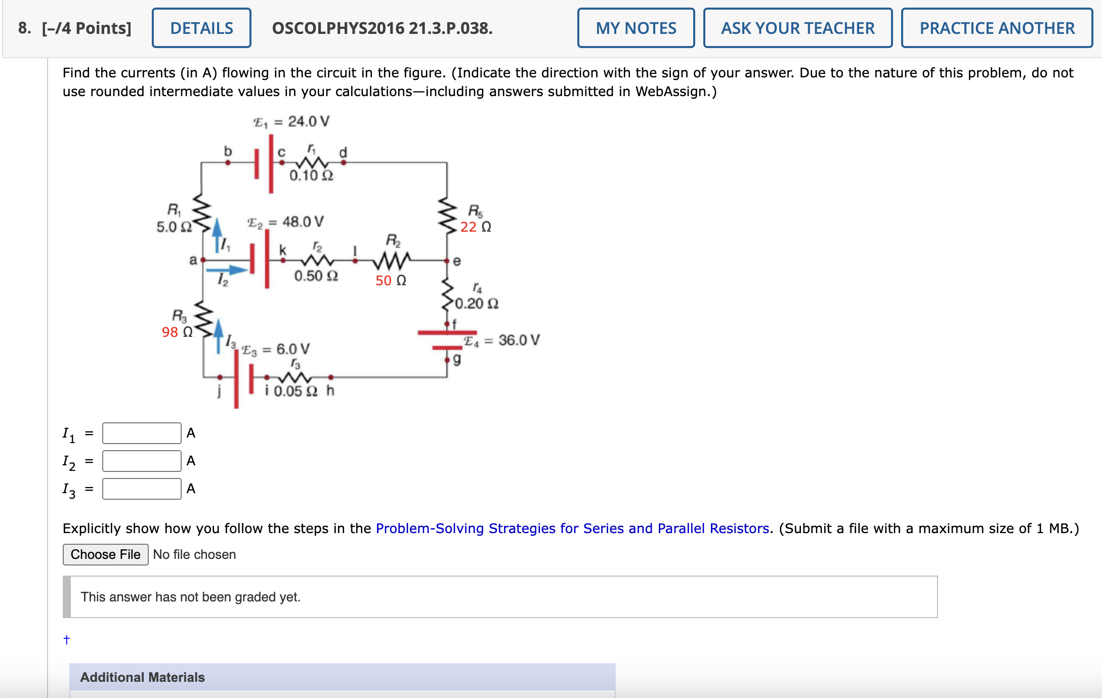 Solved Find The Currents In A Flowing In The Circuit In