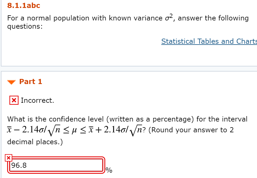 Solved 8.1.1abo For a normal population with known variance | Chegg.com