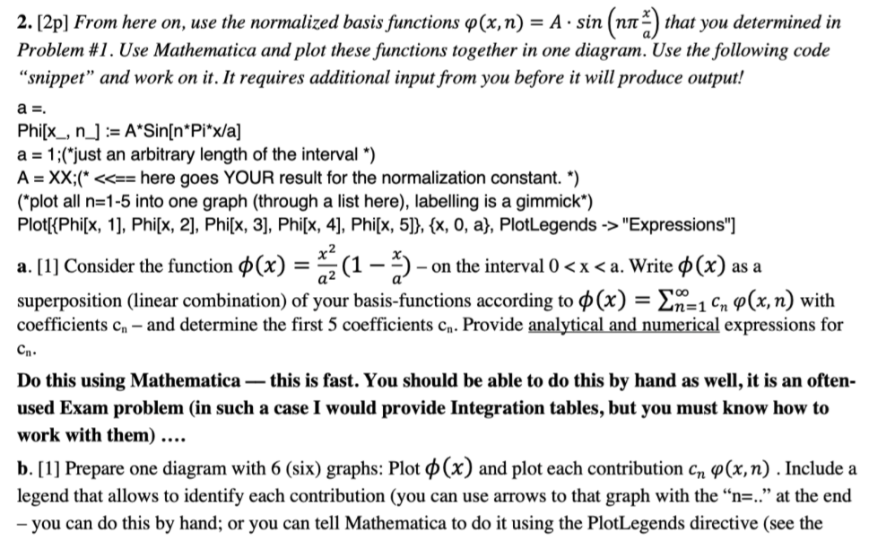 Solved [2p] ﻿From here on, ﻿use the normalized basis | Chegg.com