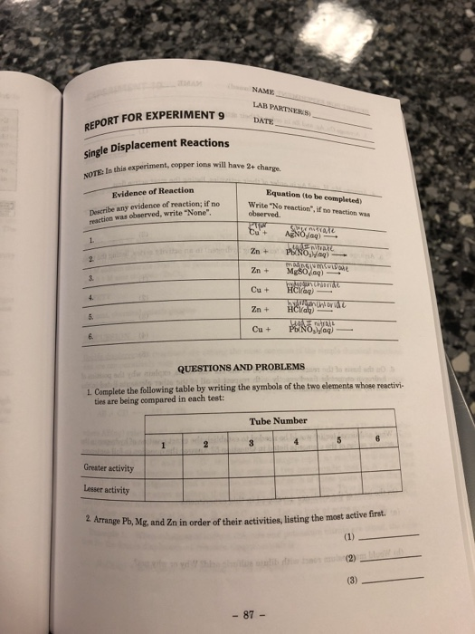 Solved NAME REPORT FOR EXPERIMENT& (continued) solutions | Chegg.com