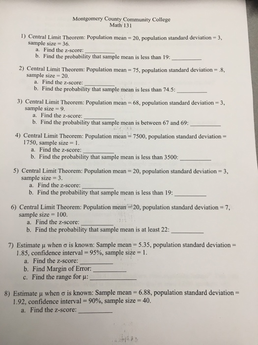 Solved Montgomery County Community College Math 131 1) | Chegg.com