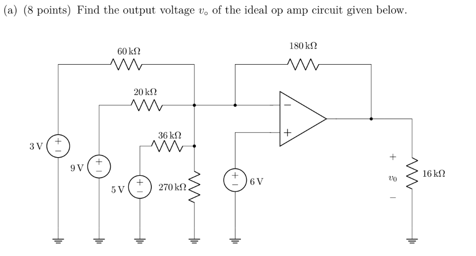 Solved (a) (8 ﻿points) ﻿Find the output voltage \( ﻿v_{0} \) | Chegg.com