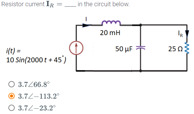 Solved Resistor current IR= in the circuit below. | Chegg.com