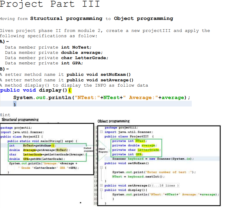 Solved Project Part III Moving form Structural programming | Chegg.com