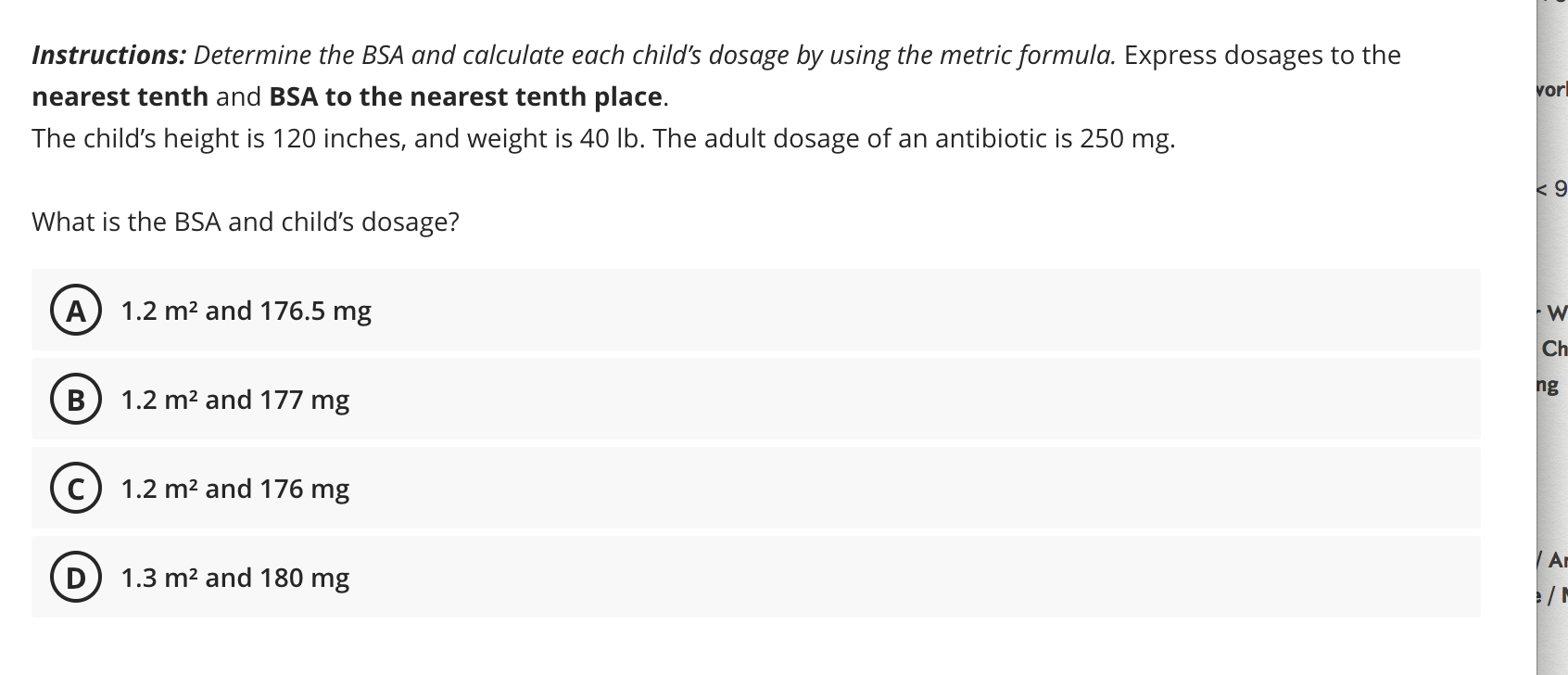 Solved Instructions: Determine the BSA and calculate each | Chegg.com