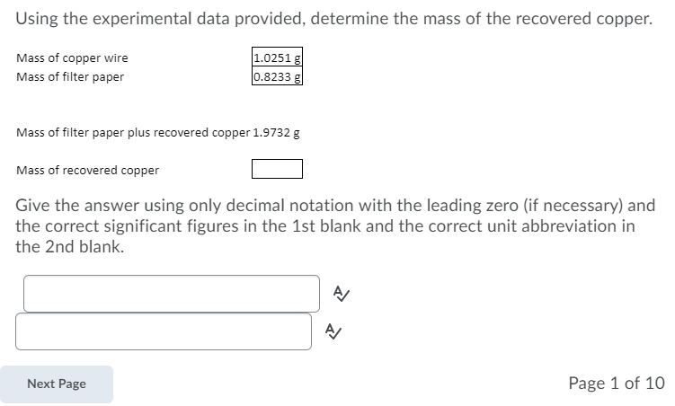 Solved Using the experimental data provided, determine the | Chegg.com