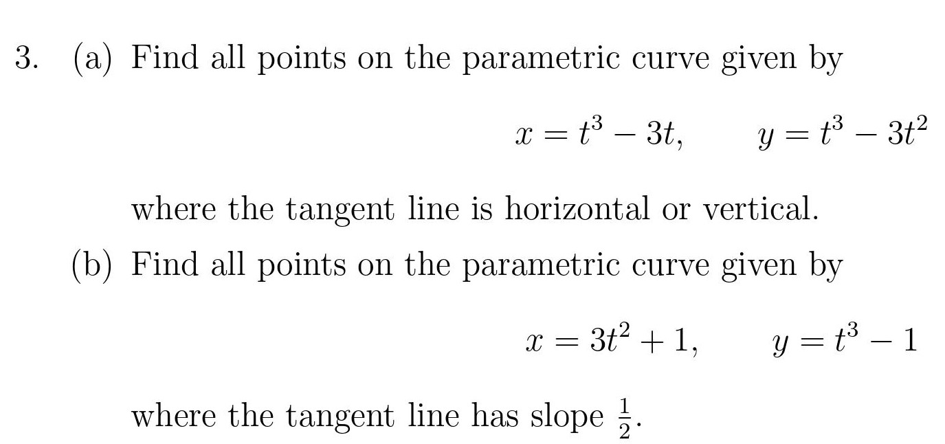 Solved 3. (a) Find all points on the parametric curve given | Chegg.com