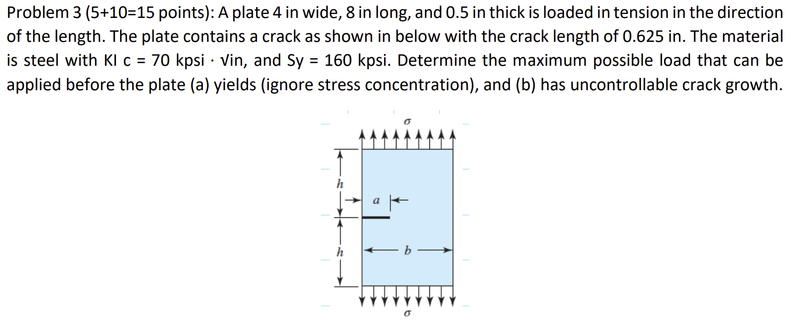 Solved Problem 3 ( 5+10=15 points): A plate 4 in wide, 8 in | Chegg.com Solved Problem 3 ( 5+10=15 points): A plate 4 in wide, 8 in | Chegg.com