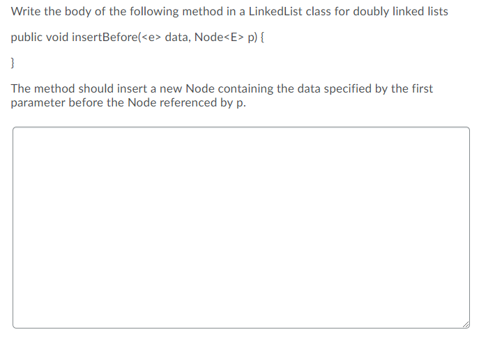 Solved Write the body of the following method in a | Chegg.com