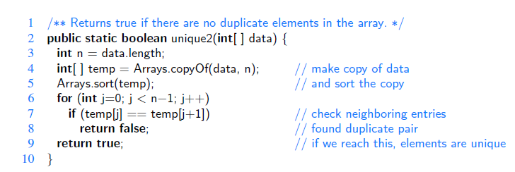 Solved 4 1 ** Returns true if there are no duplicate | Chegg.com