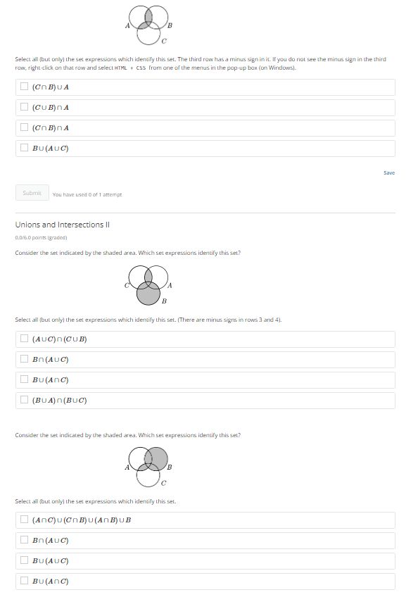 Solved BE Select all but only the set expressions which | Chegg.com