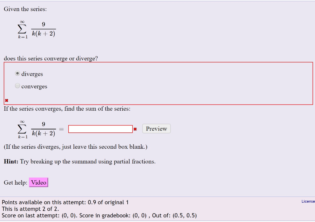 Solved 1 Given The Series ∞∑k 1 9k K 2 ∑k 1∞ 9k K 2 Does