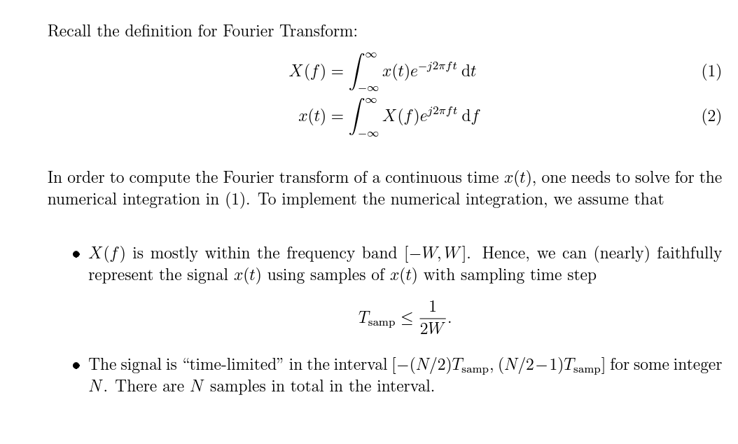 Recall the definition for Fourier Transform: | Chegg.com