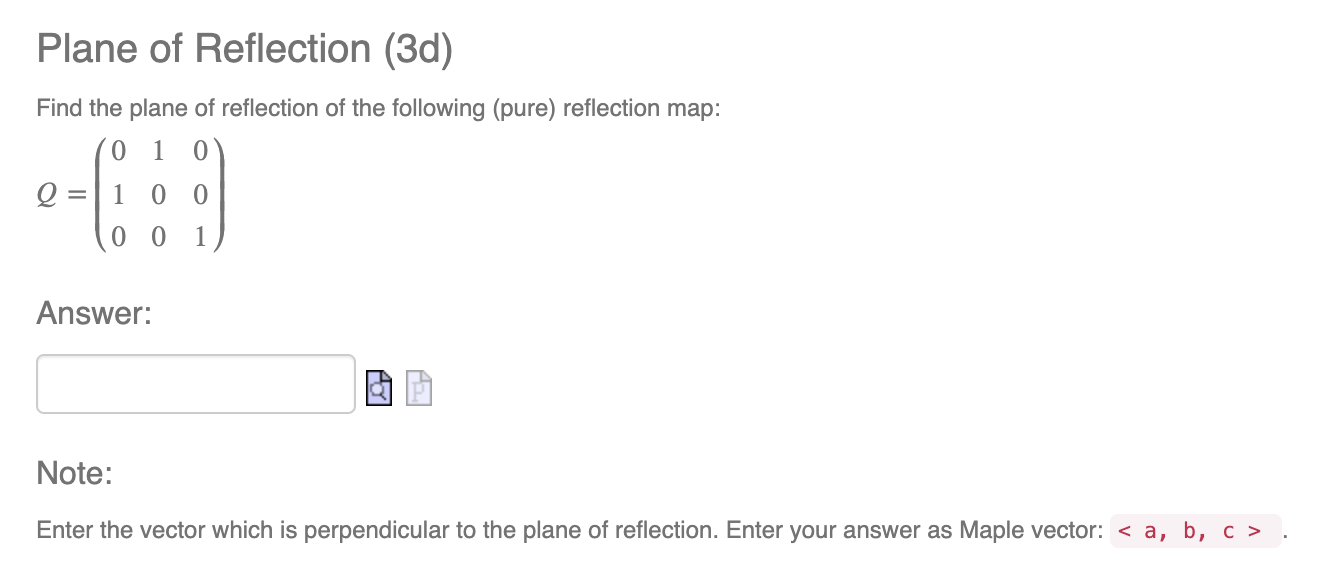 Solved Plane of Reflection (3d) Find the plane of reflection | Chegg.com