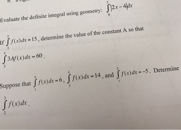 Solved Evaluate the definite integral using geometry: | Chegg.com