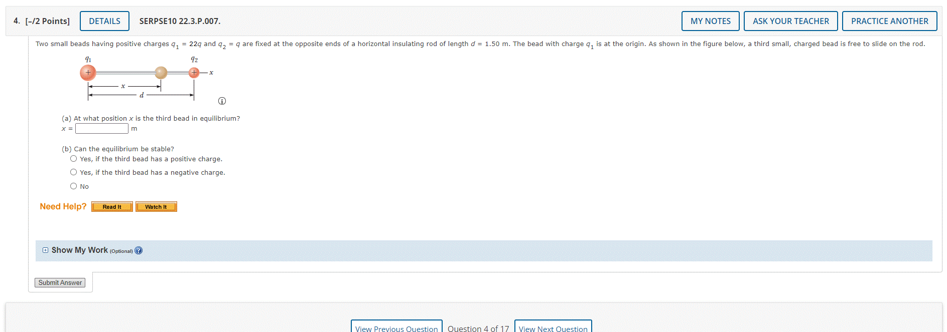 Solved I need help on my electrostatics homework for physics | Chegg.com