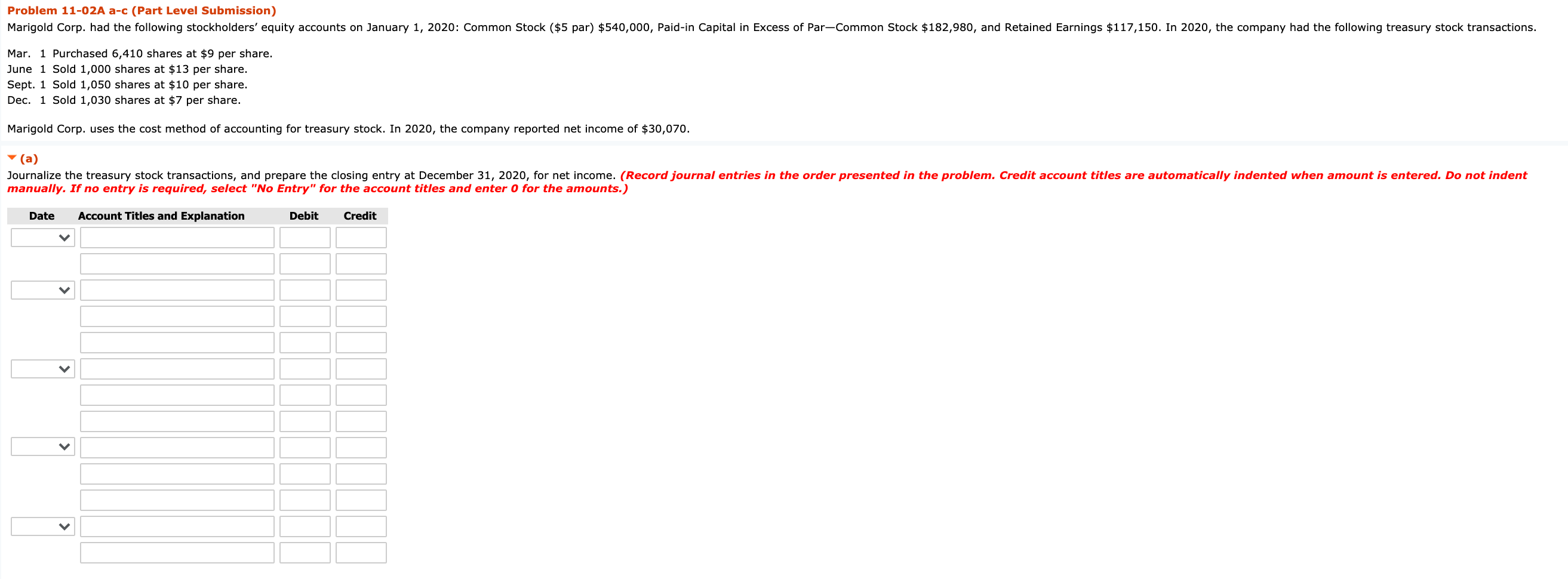 Solved Problem 11-02A a-c (Part Level Submission) Marigold | Chegg.com
